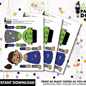 Halloween Paper Dolls Instant Download Paper Puppets | Etsy