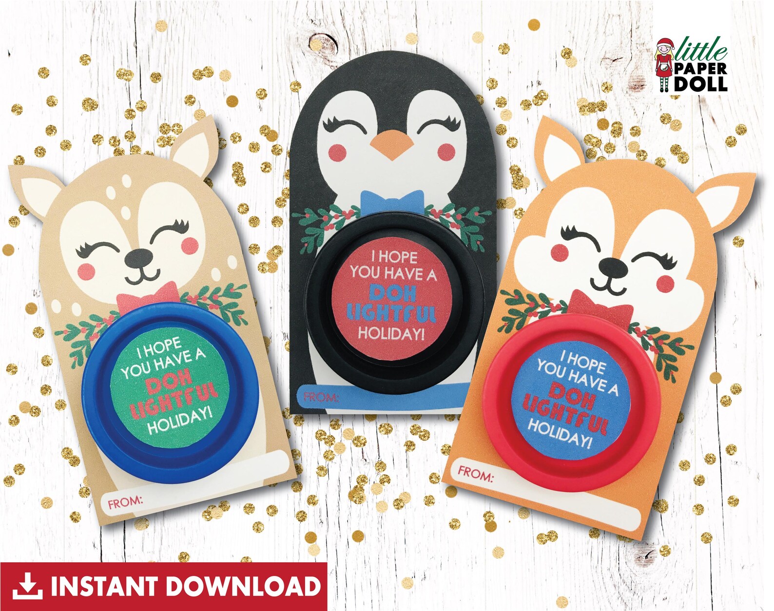 I Hope You Have a Doh-lightful Holiday INSTANT DOWNLOAD Printable ...