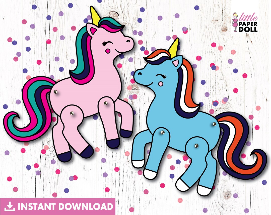 Unicorn Paper Doll INSTANT DOWNLOAD, Printable Unicorn Coloring Page ...
