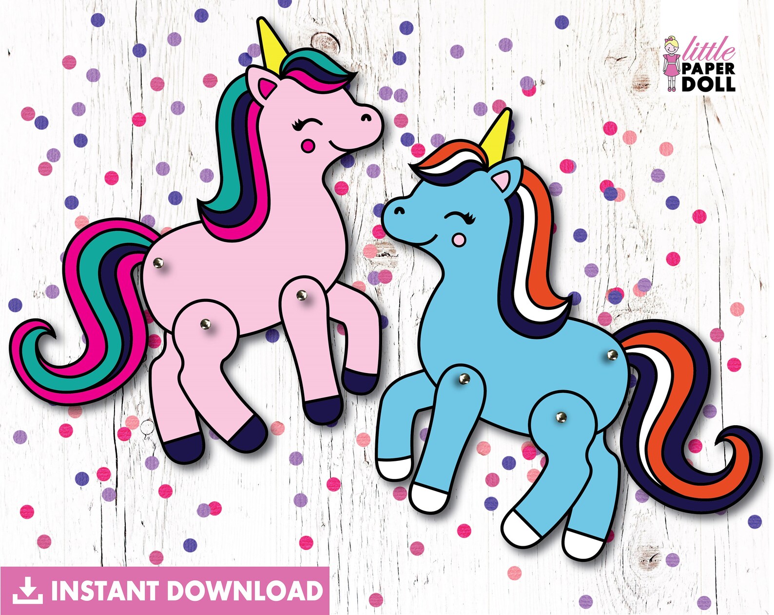 Unicorn Paper Doll INSTANT DOWNLOAD Printable Unicorn - Etsy Canada