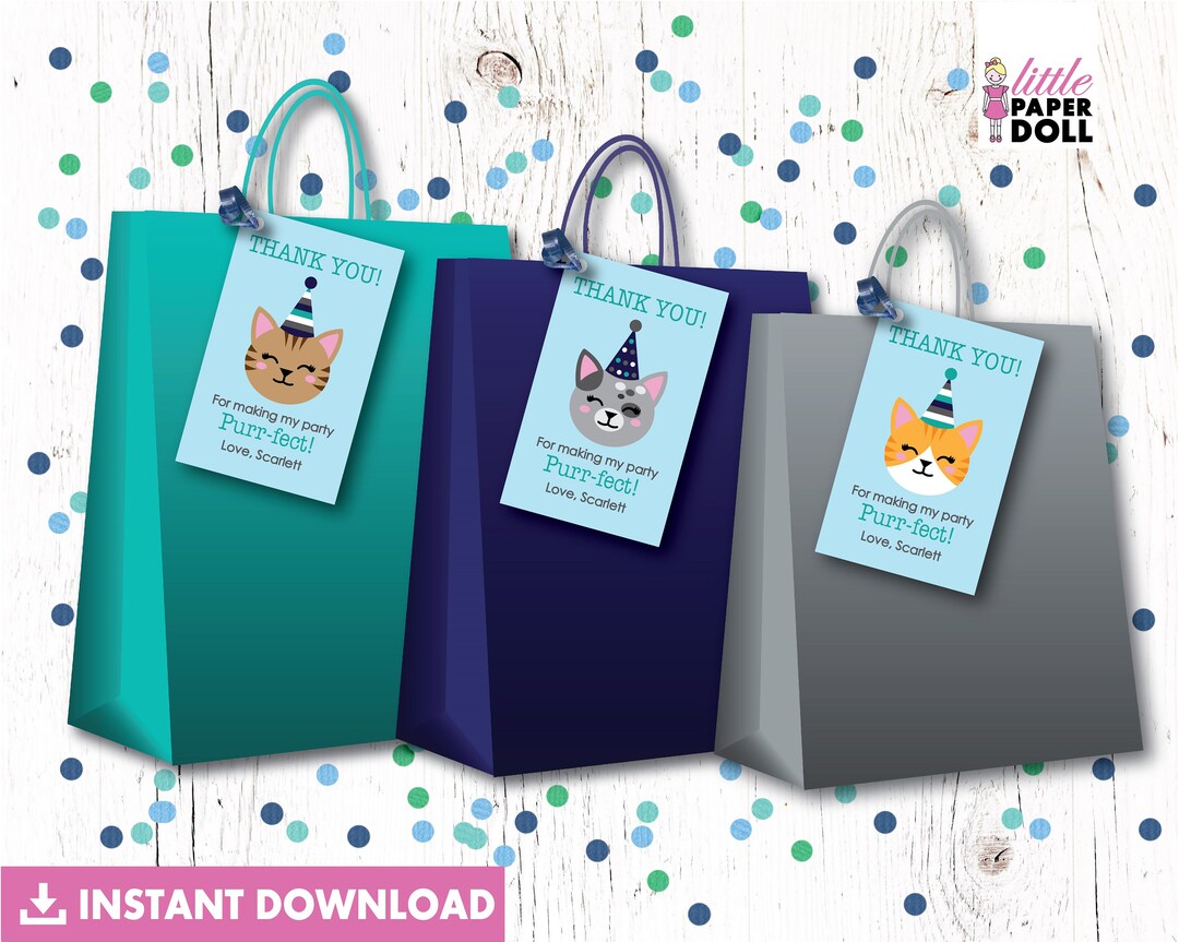 Thank You for Making My Party Purr-fect Party Gift Bag Tag. INSTANT ...