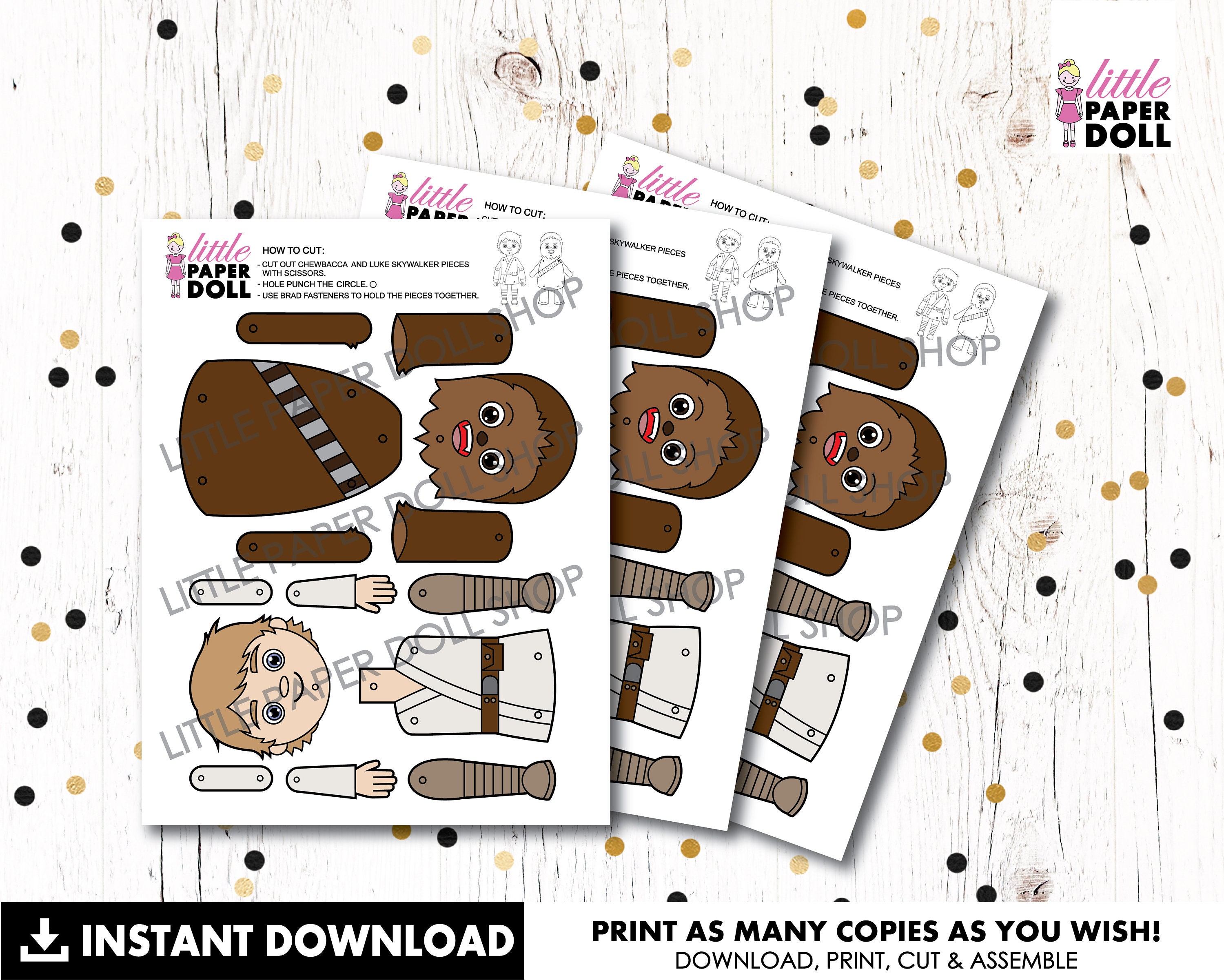 Star Wars Instant Download Paper Dolls, Luke Skywalker Puppet ...