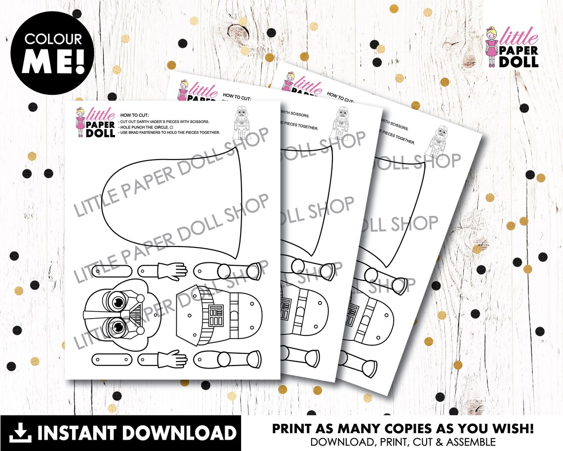 Star Wars Instant Download Paper Dolls Darter Vader Puppet | Etsy