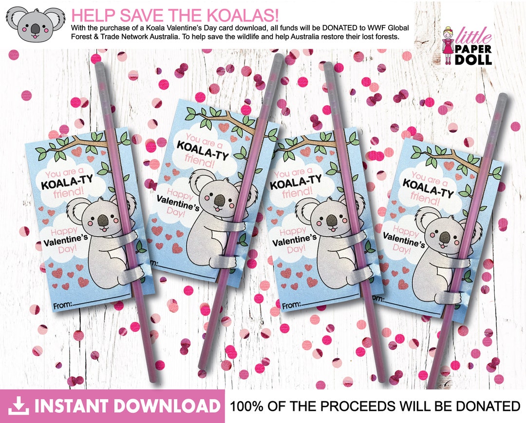 You Are a Koalaty Friend! INSTANT DOWNLOAD Printable Valentines Day ...