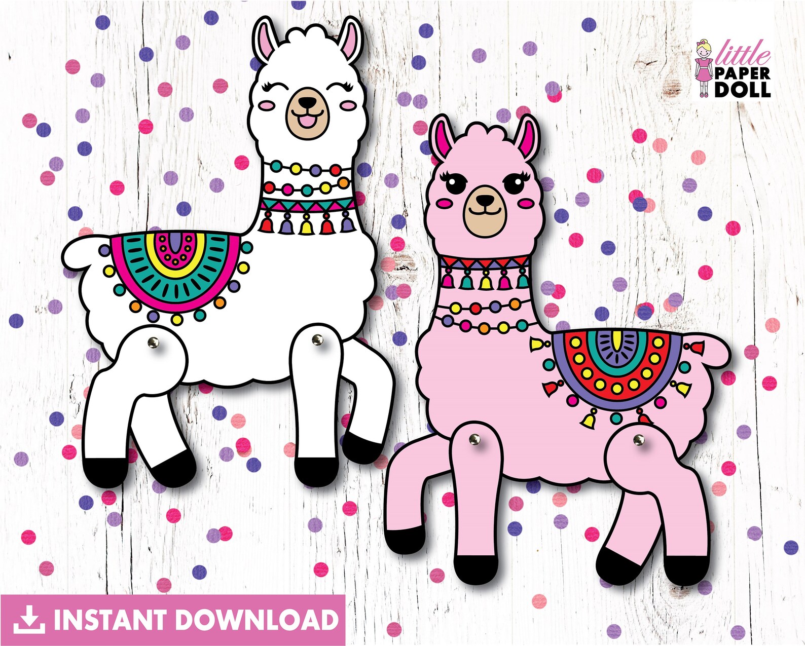 Llama Paper Doll INSTANT DOWNLOAD, Printable Alpaca Coloring Page ...
