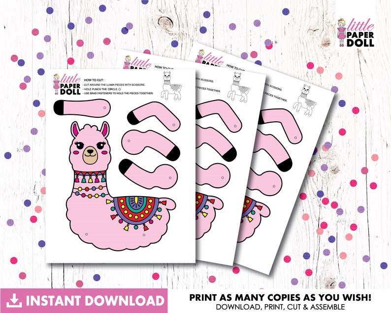 Llama Paper Doll INSTANT DOWNLOAD Printable Alpaca Coloring - Etsy Canada