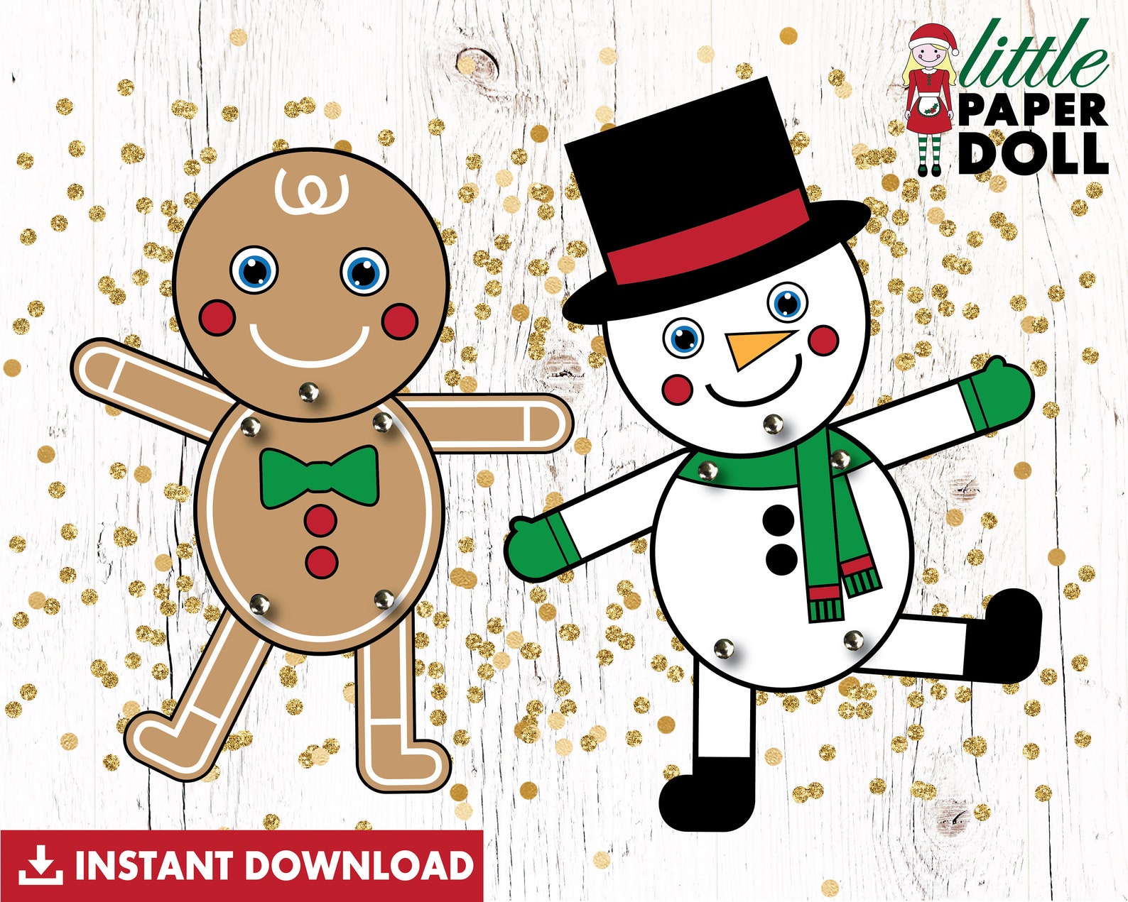 Christmas Paper Dolls INSTANT DOWNLOAD Printable DIY Kids - Etsy