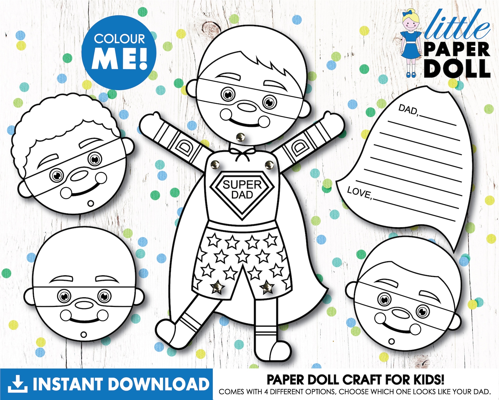 Super Dad Paper Puppets INSTANT DOWNLOAD Printable, Marionette Paper ...