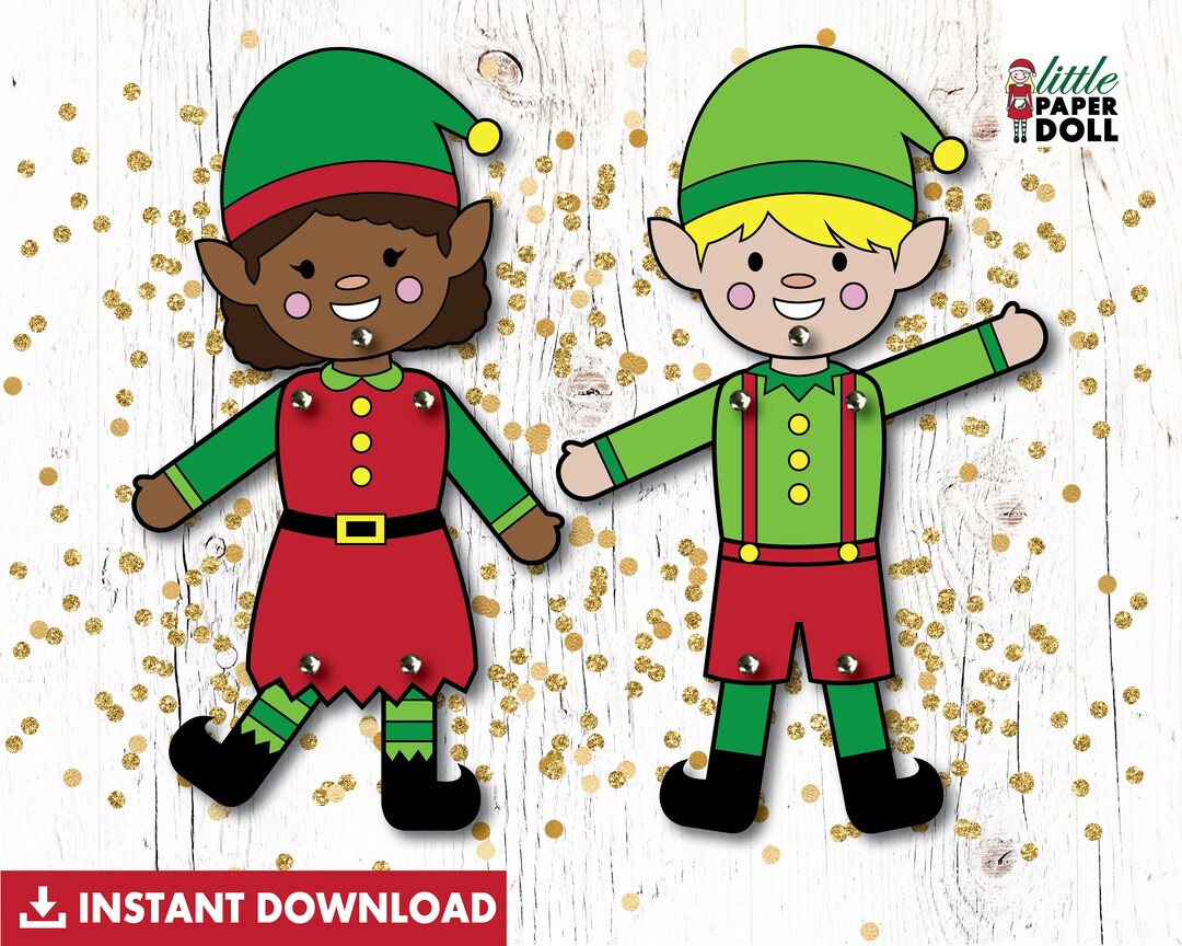 Elf Paper Dolls INSTANT DOWNLOAD Elf Paper Puppets Elf - Etsy