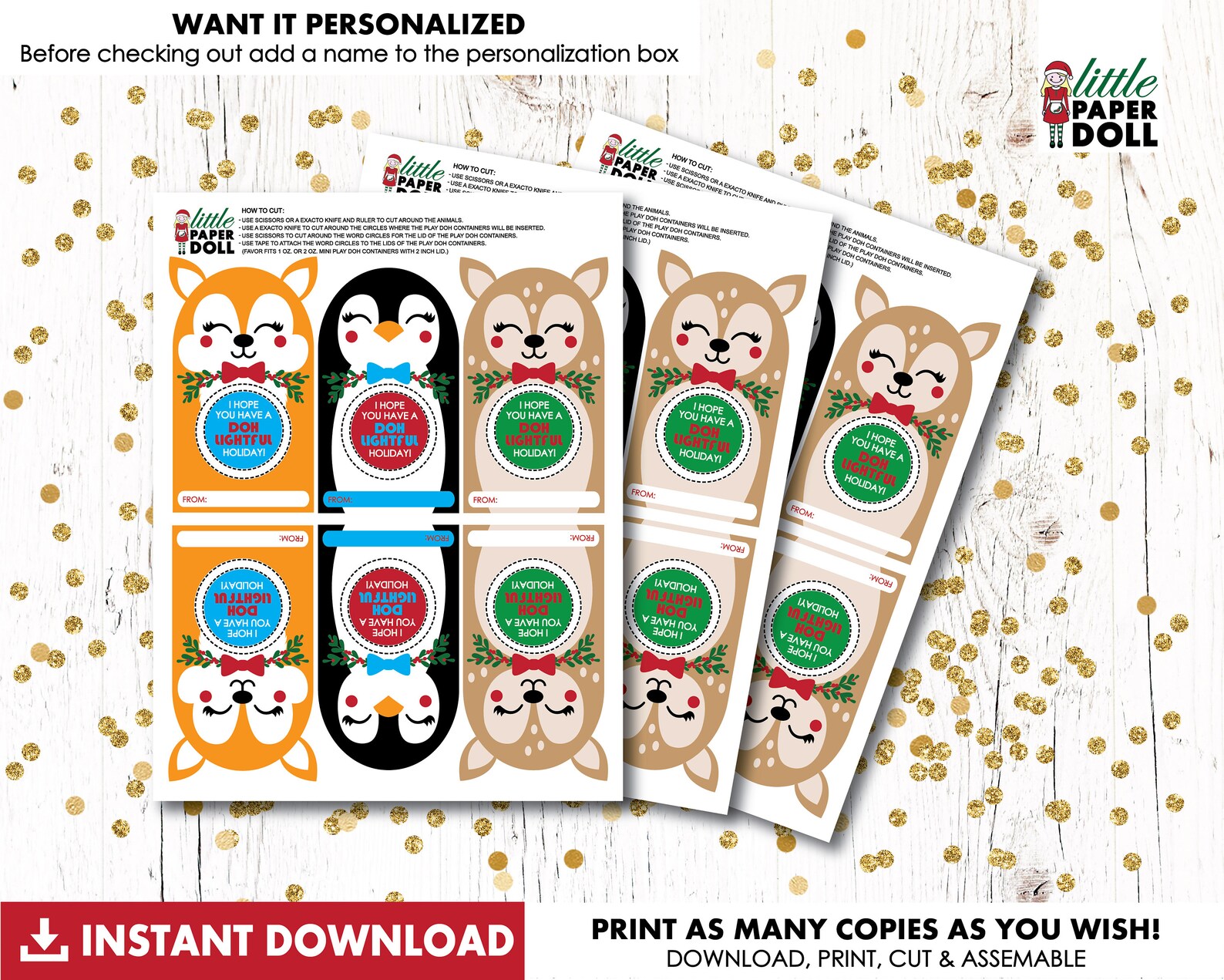 I Hope You Have a Doh-lightful Holiday INSTANT DOWNLOAD Printable ...