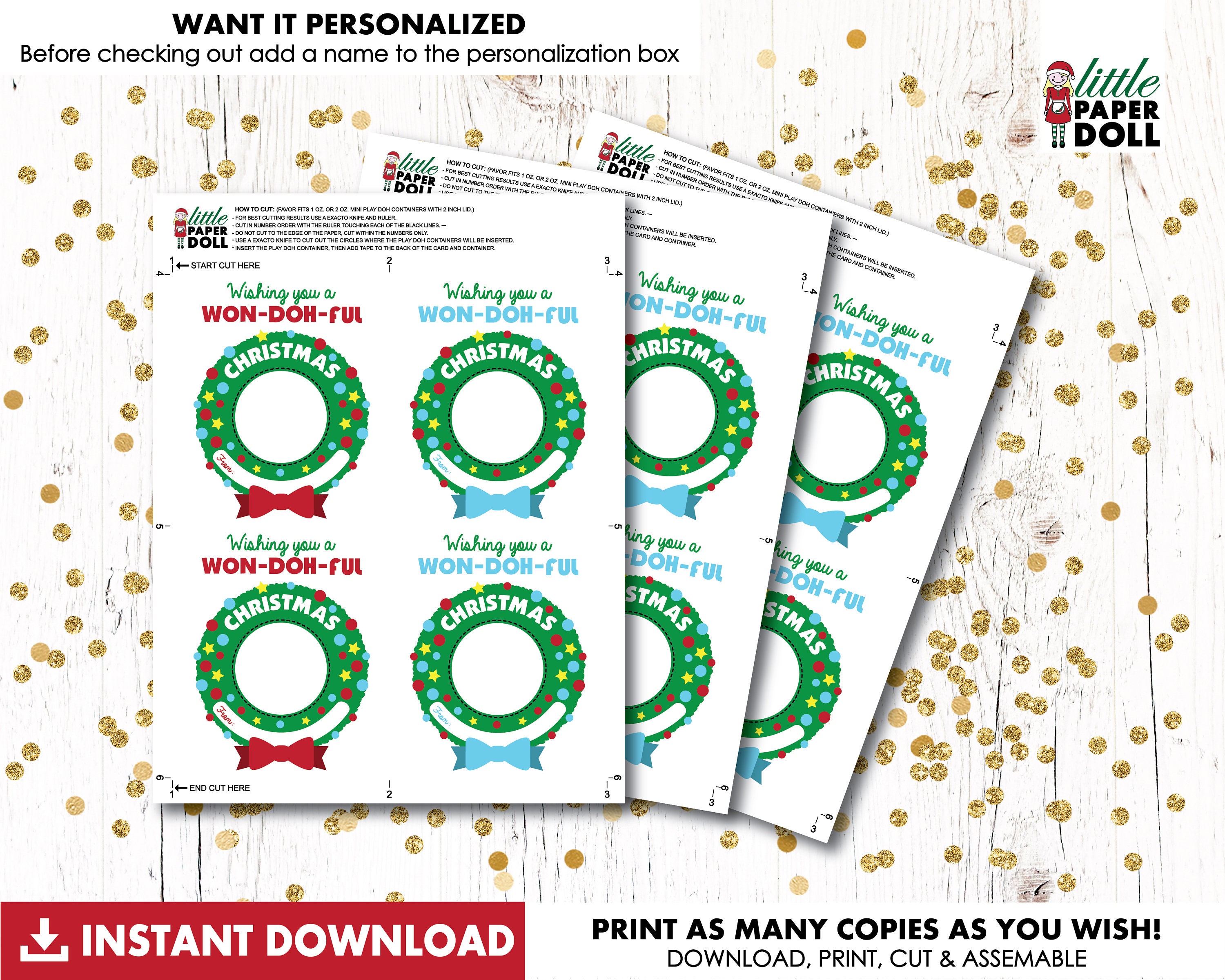 Wishing You a WON-DOH-FUL Christmas Instant Download Printable ...