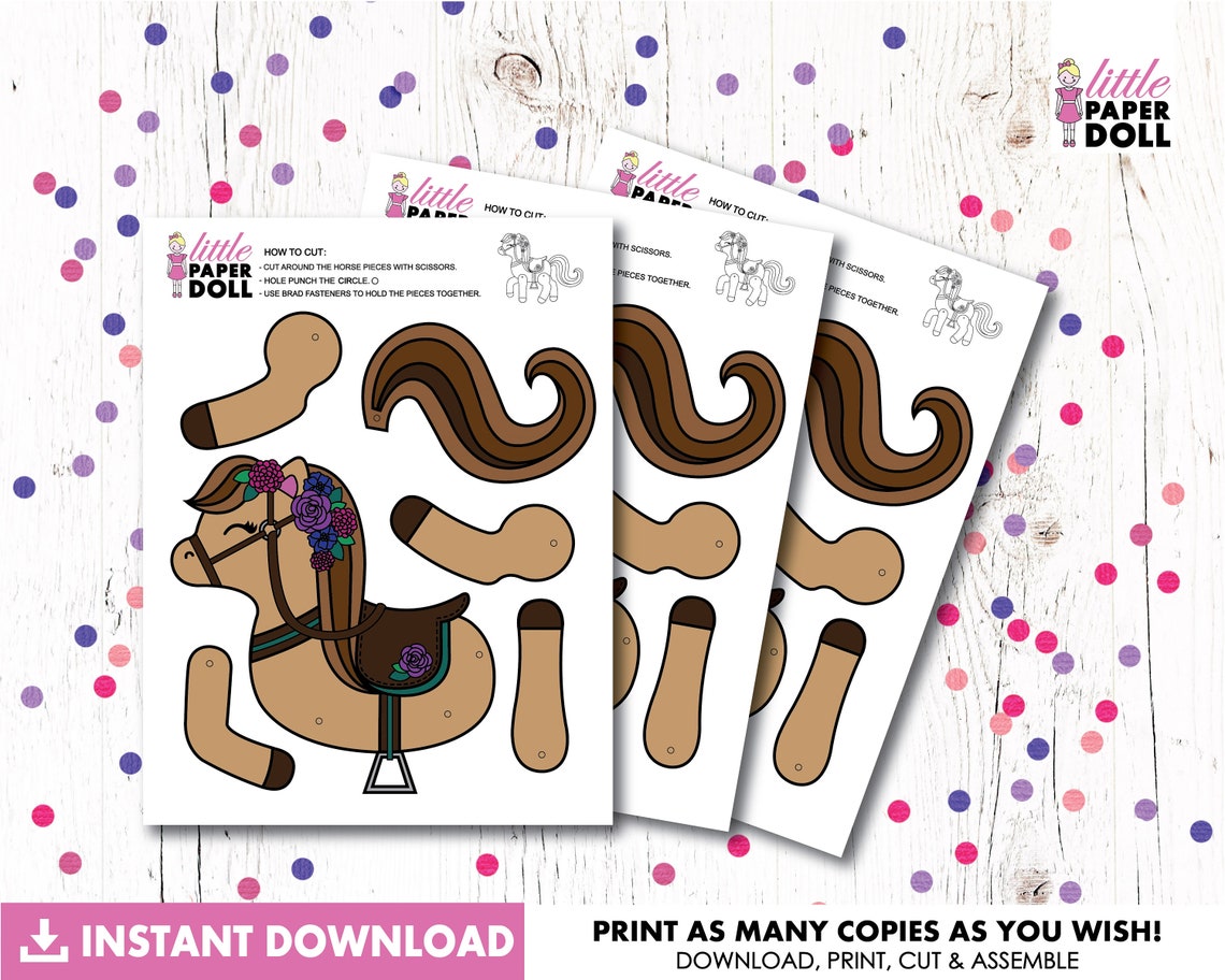 Horse Paper Doll INSTANT DOWNLOAD Printable Horse Coloring - Etsy Canada