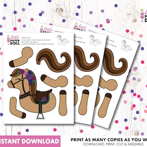 Horse Paper Doll INSTANT DOWNLOAD, Printable Horse Coloring Page ...