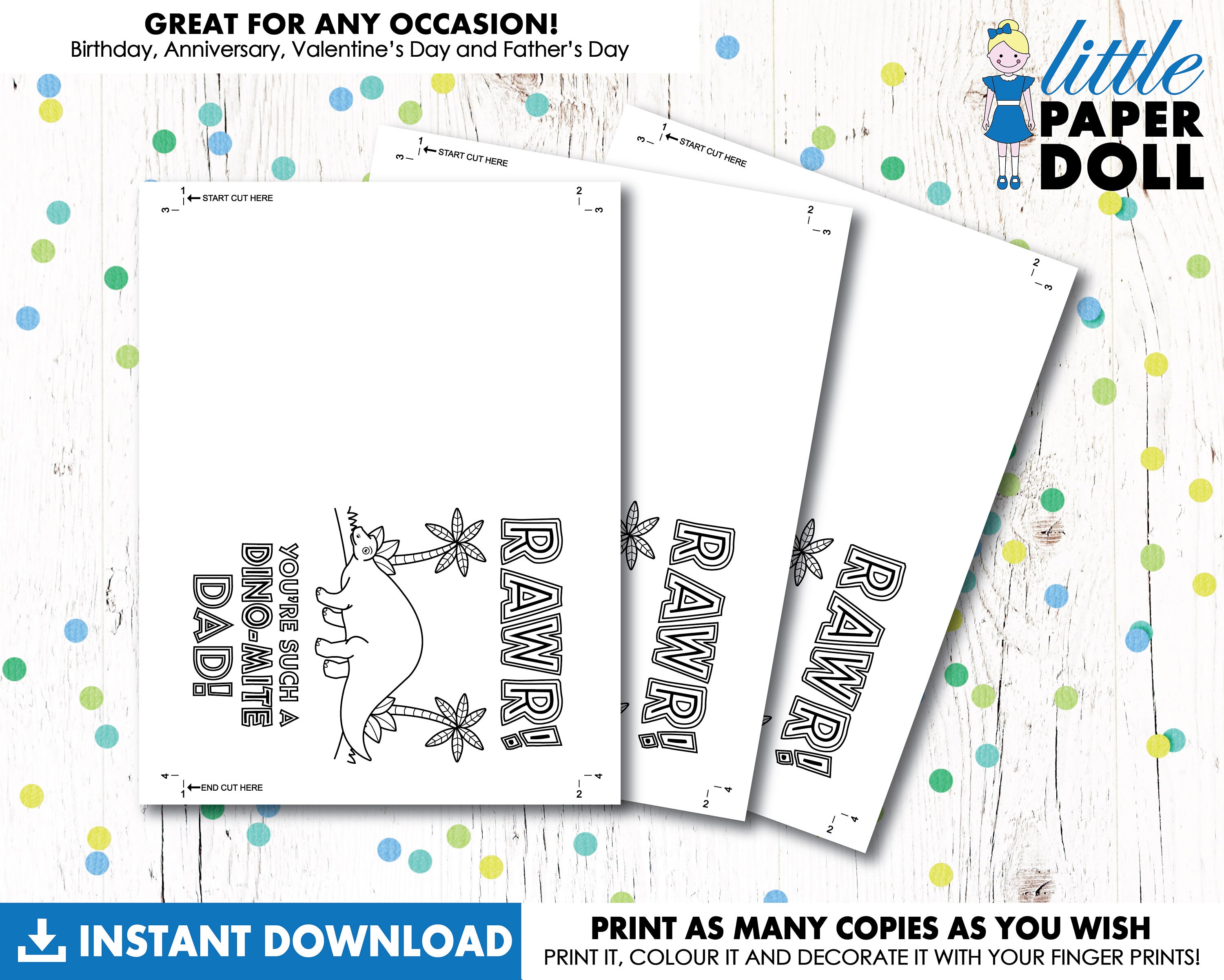 Rawr You're Such a Dino-mite Dad INSTANT DOWNLOAD Printable Father's ...