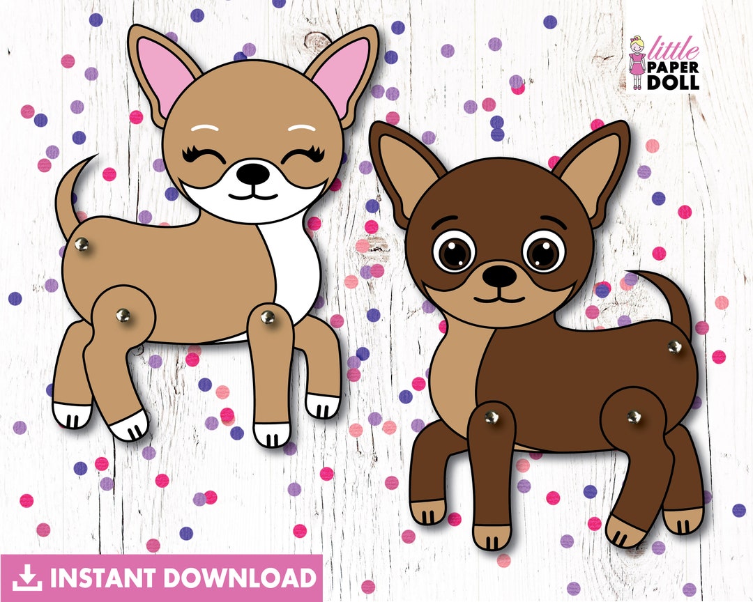 Dog Paper Doll INSTANT DOWNLOAD, Printable Puppy Dog Coloring Page, Dog ...