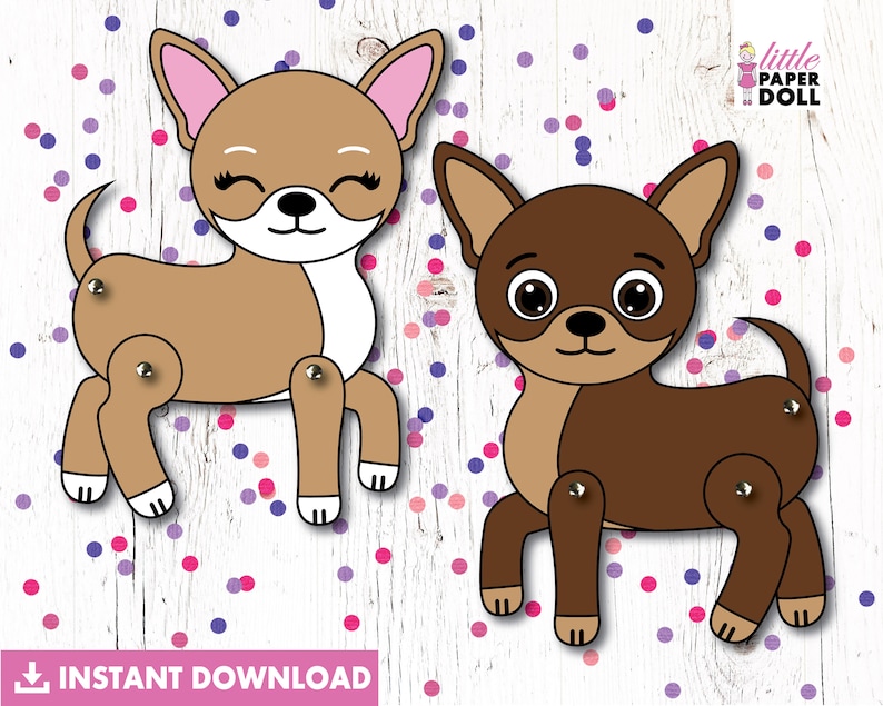 Dog Paper Doll INSTANT DOWNLOAD, Printable Puppy Dog Coloring Page, Dog ...