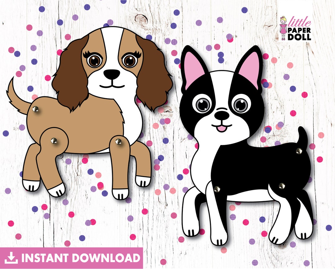 Dog Paper Doll INSTANT DOWNLOAD, Printable Puppy Dog Coloring Page, Dog ...