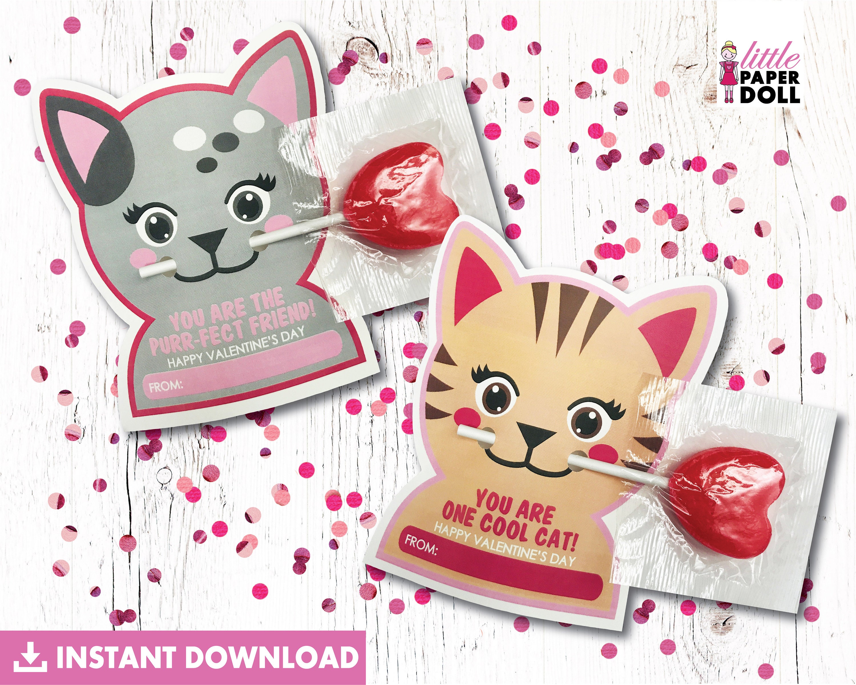 You Are a Purr-fect Friend You Are One Cool Cat Valentine's Day INSTANT ...