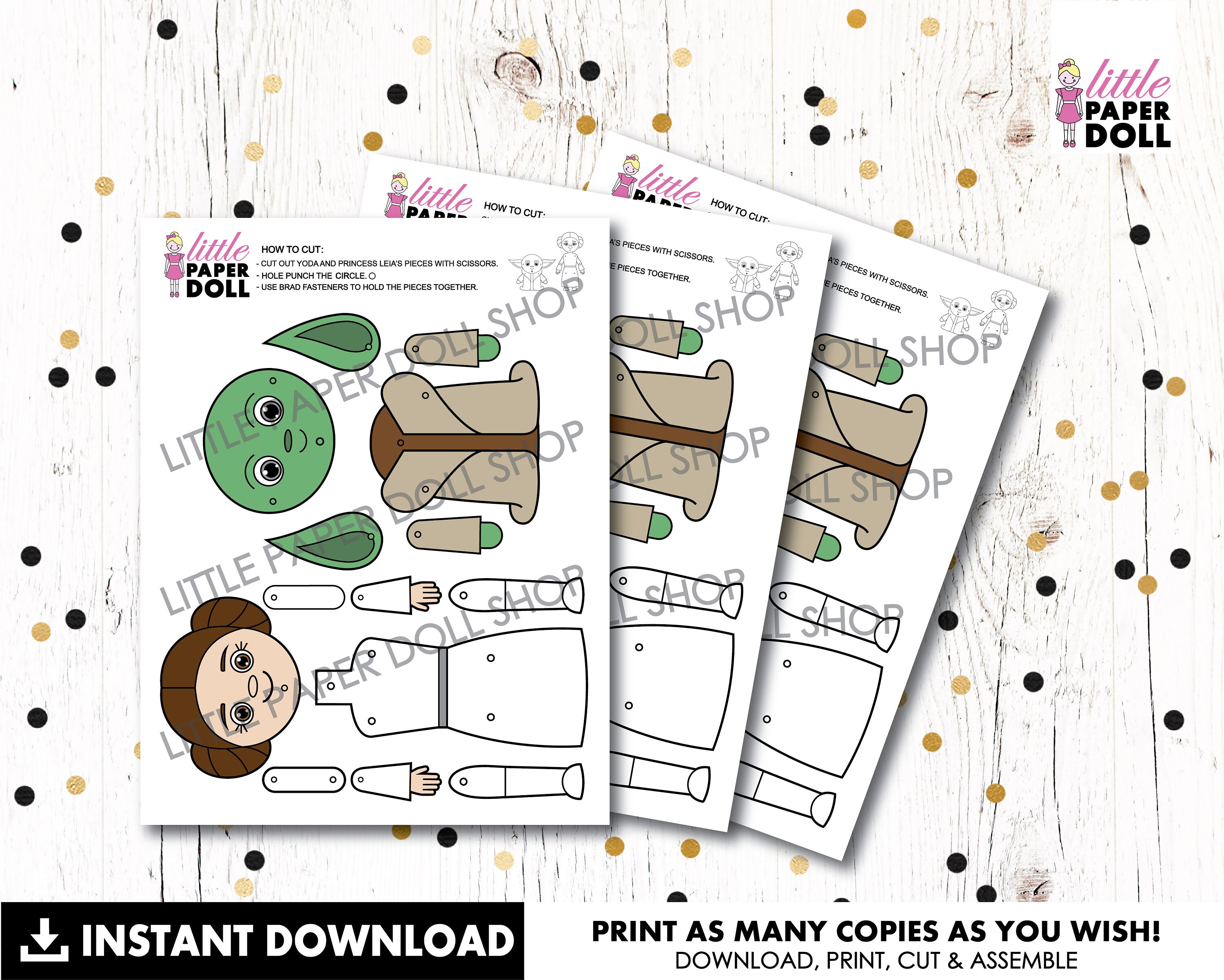 Star Wars Instant Download Paper Dolls, Darter Vader Puppet, Yoda ...
