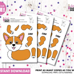 Dog Paper Doll INSTANT DOWNLOAD, Printable Puppy Dog Coloring Page, Dog ...