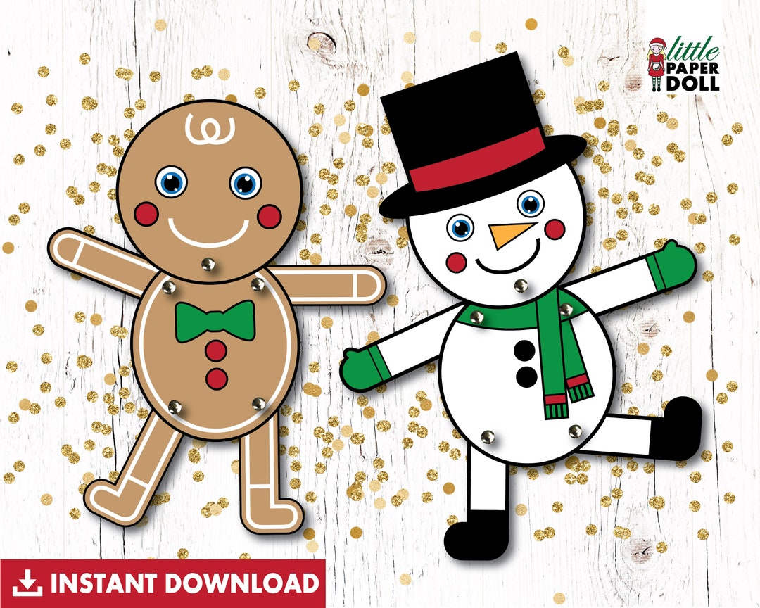 Christmas Paper Dolls INSTANT DOWNLOAD Printable DIY Kids Craft ...