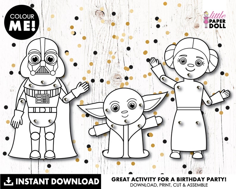 Star Wars Instant Download Paper Dolls, Darter Vader Puppet, Yoda ...