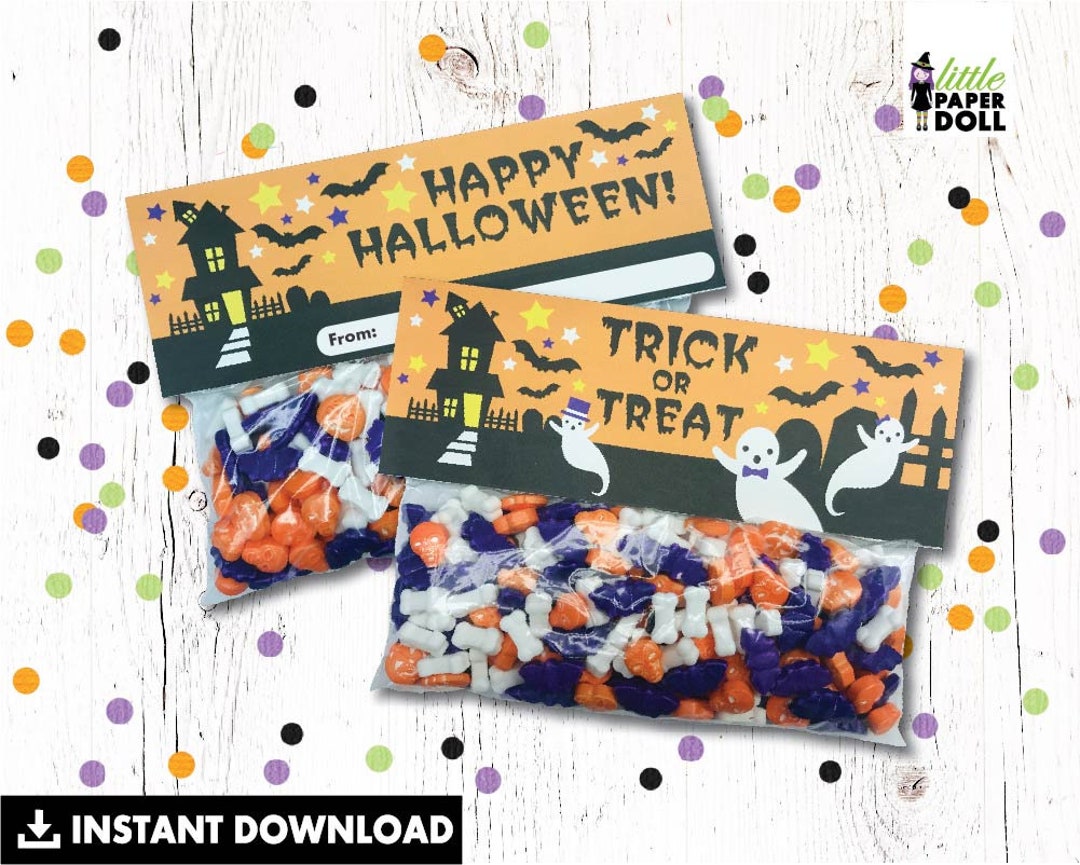 Trick or Treat! Happy Halloween Zip Lock Bag Topper INSTANT DIGITAL ...