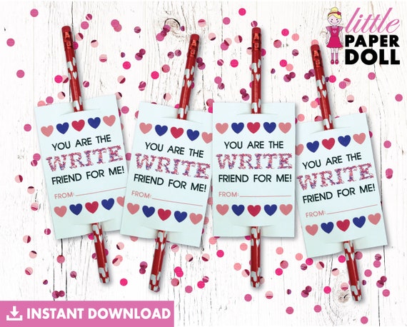 You Are the Write Friend for Me INSTANT DOWNLOAD Printable | Etsy