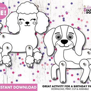 Dog Paper Doll INSTANT DOWNLOAD, Printable Puppy Dog Coloring Page, Dog ...