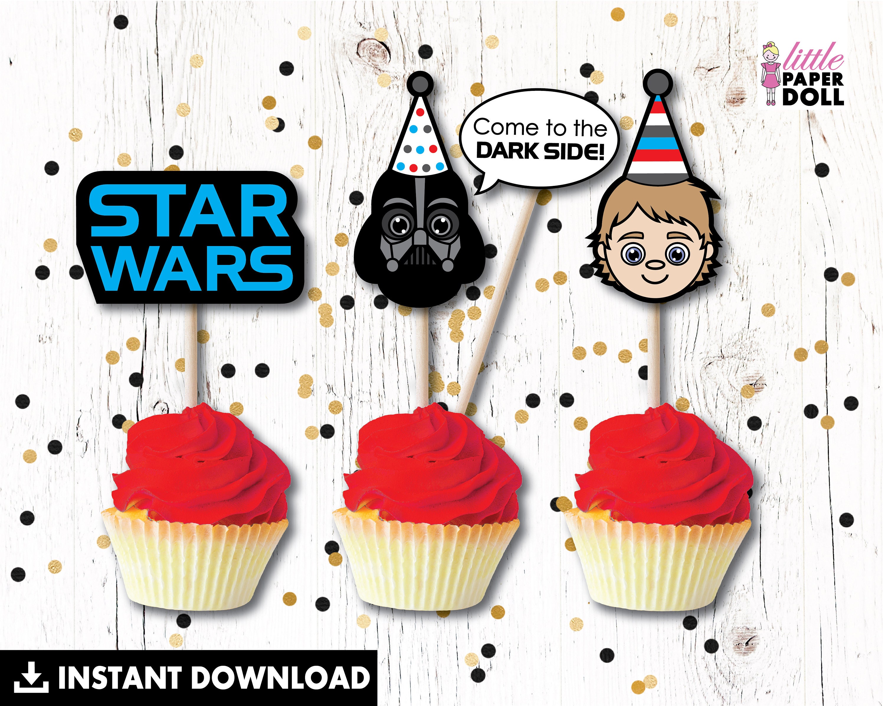 Star Wars Printable Cupcake Toppers, Star Wars Birthday Party Cupcake ...