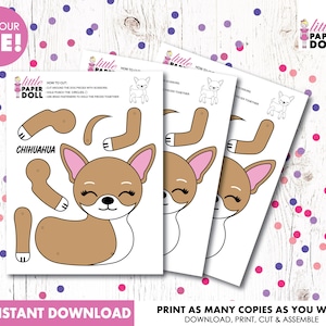 Dog Paper Doll INSTANT DOWNLOAD, Printable Puppy Dog Coloring Page, Dog ...