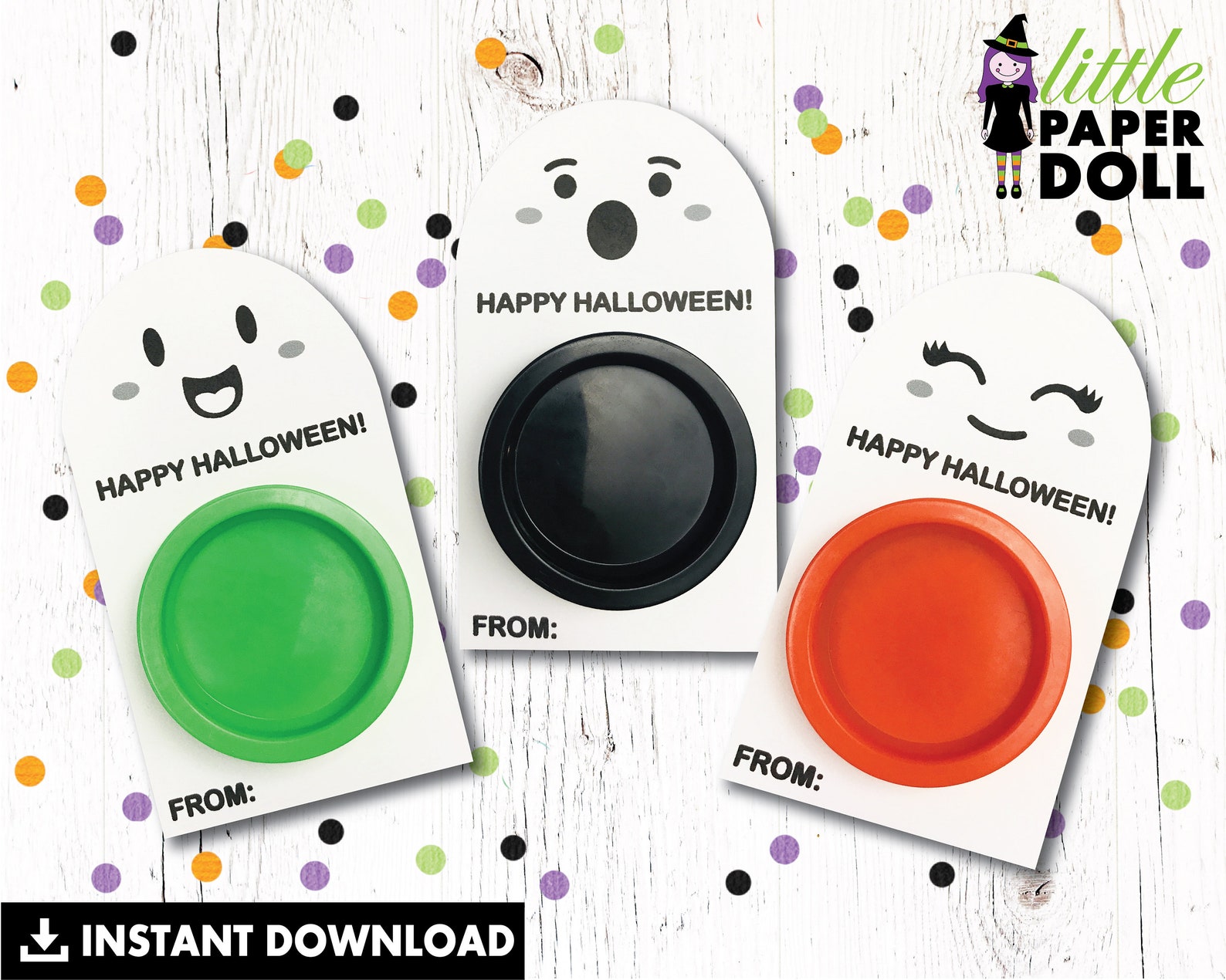Happy Halloween INSTANT DOWNLOAD Printable Ghost Play-doh - Etsy