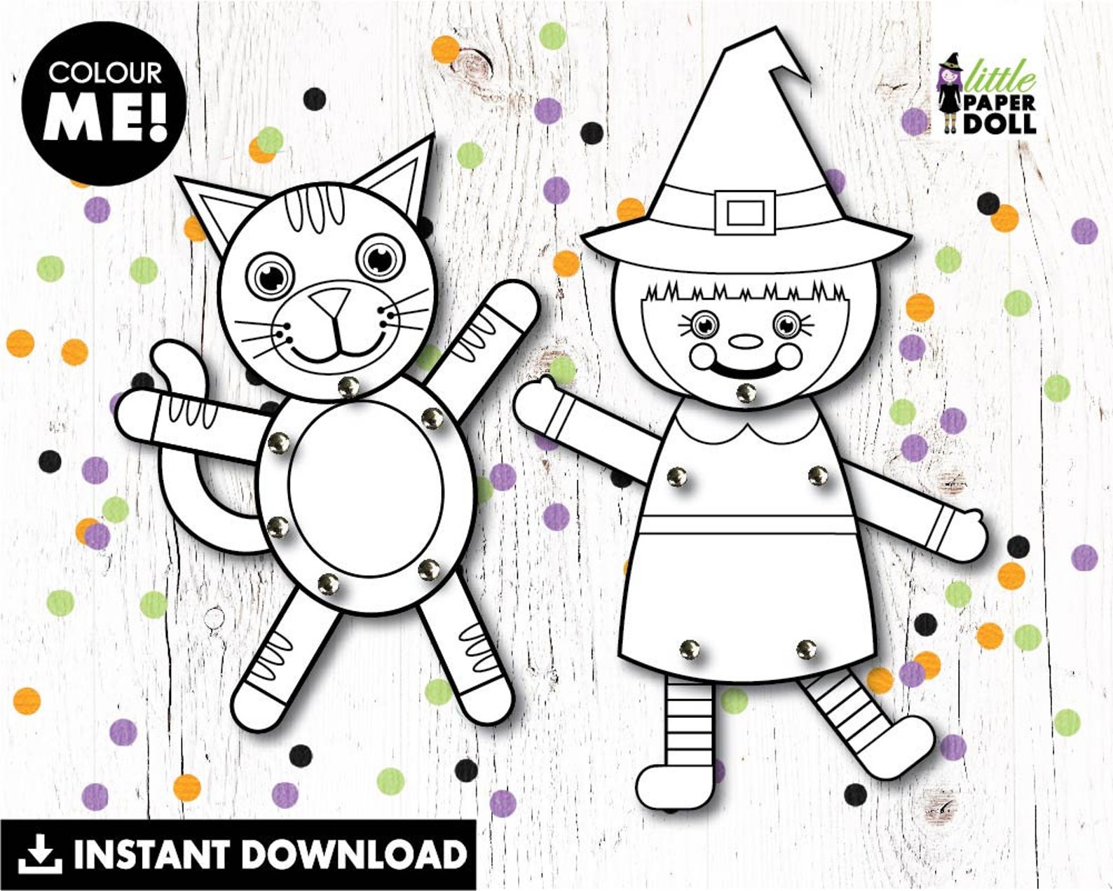 Halloween Paper Dolls, INSTANT DOWNLOAD, Printable DIY Halloween Kids ...