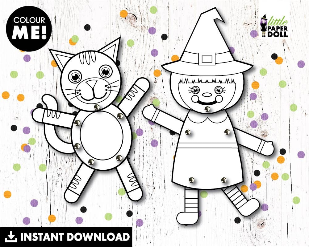 Halloween Paper Dolls, INSTANT DOWNLOAD, Printable DIY Halloween Kids ...