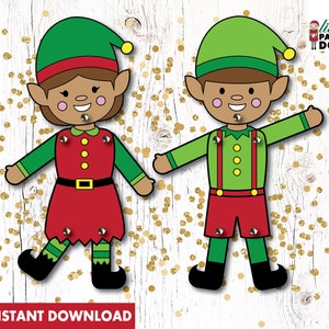 Elf Paper Dolls INSTANT DOWNLOAD, Elf Paper Puppets, Elf Christmas ...