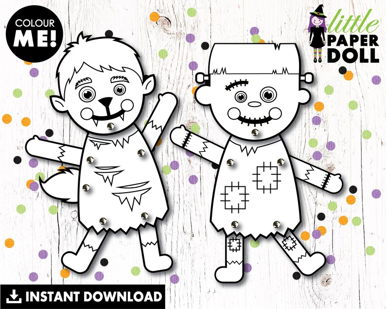Halloween Paper Dolls Instant Download Paper Puppets - Etsy