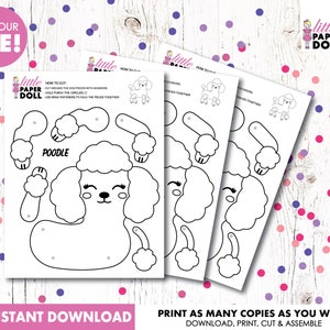 Dog Paper Doll INSTANT DOWNLOAD, Printable Puppy Dog Coloring Page, Dog ...