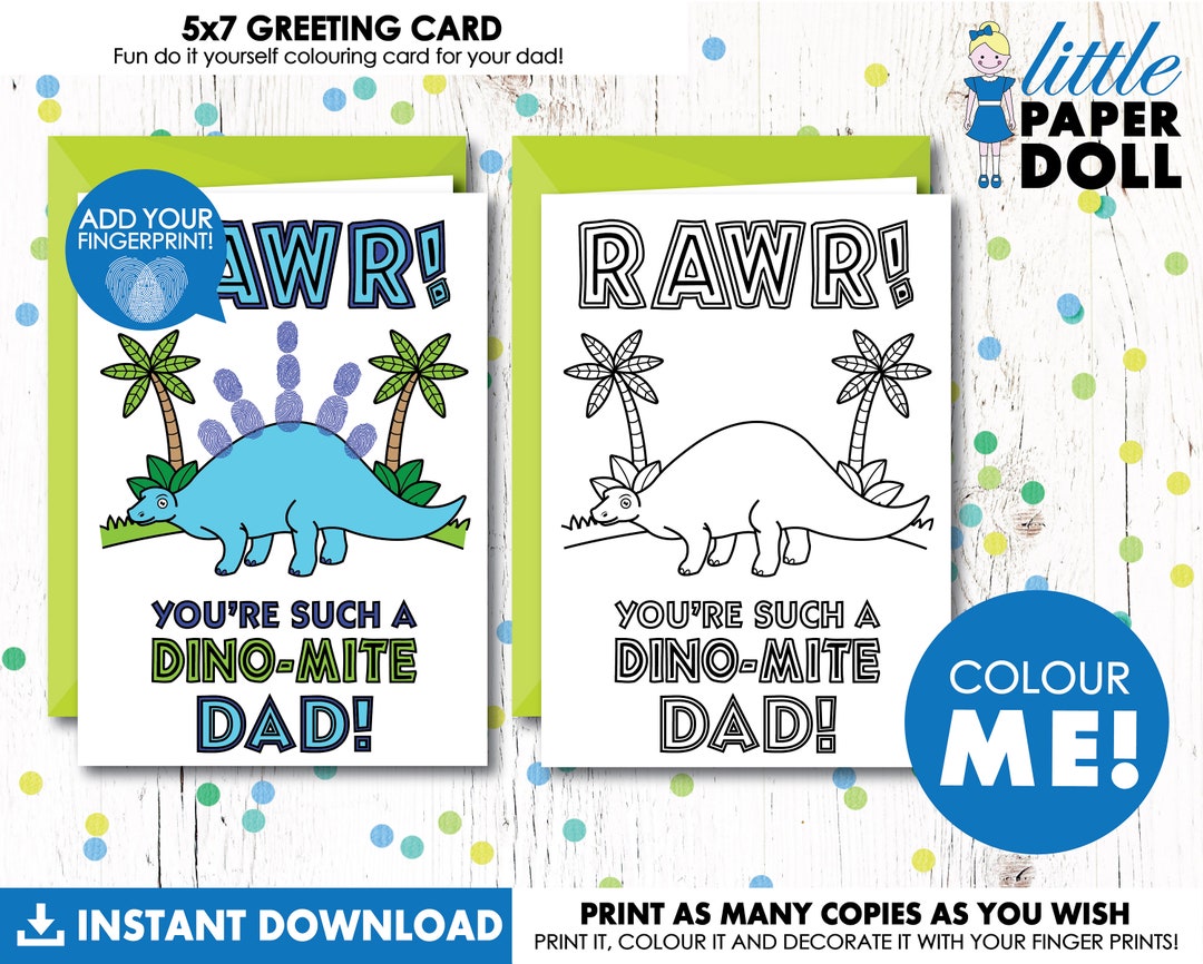 Rawr! You're Such a Dino-mite Dad! INSTANT DOWNLOAD Printable Father's ...