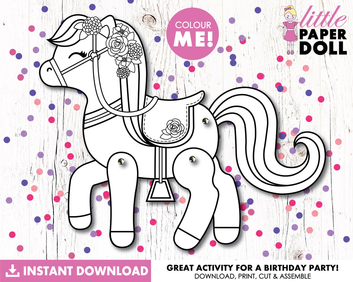 Horse Paper Doll INSTANT DOWNLOAD Printable Horse Coloring | Etsy Canada