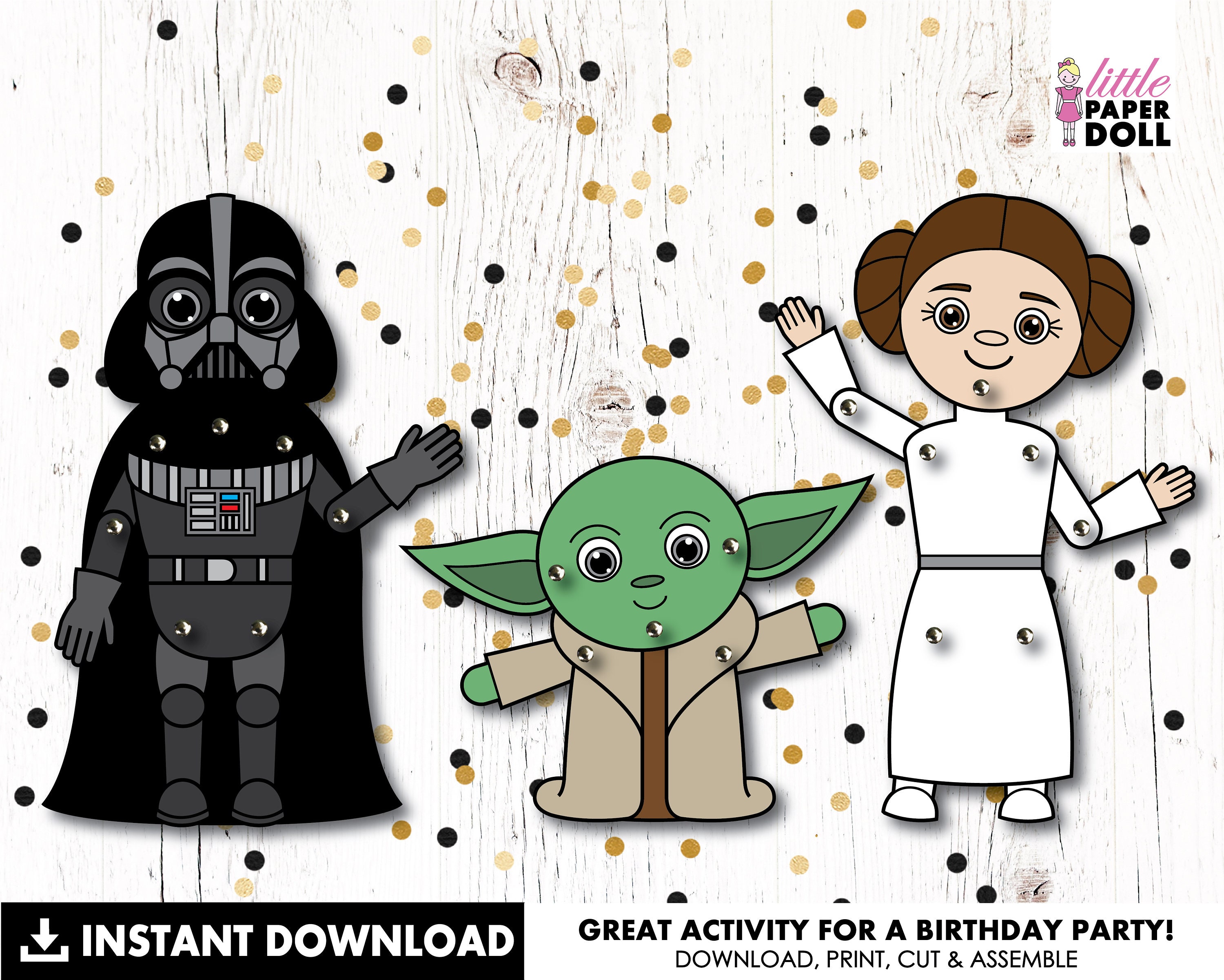 Star Wars Instant Download Paper Dolls, Darter Vader Puppet, Yoda ...