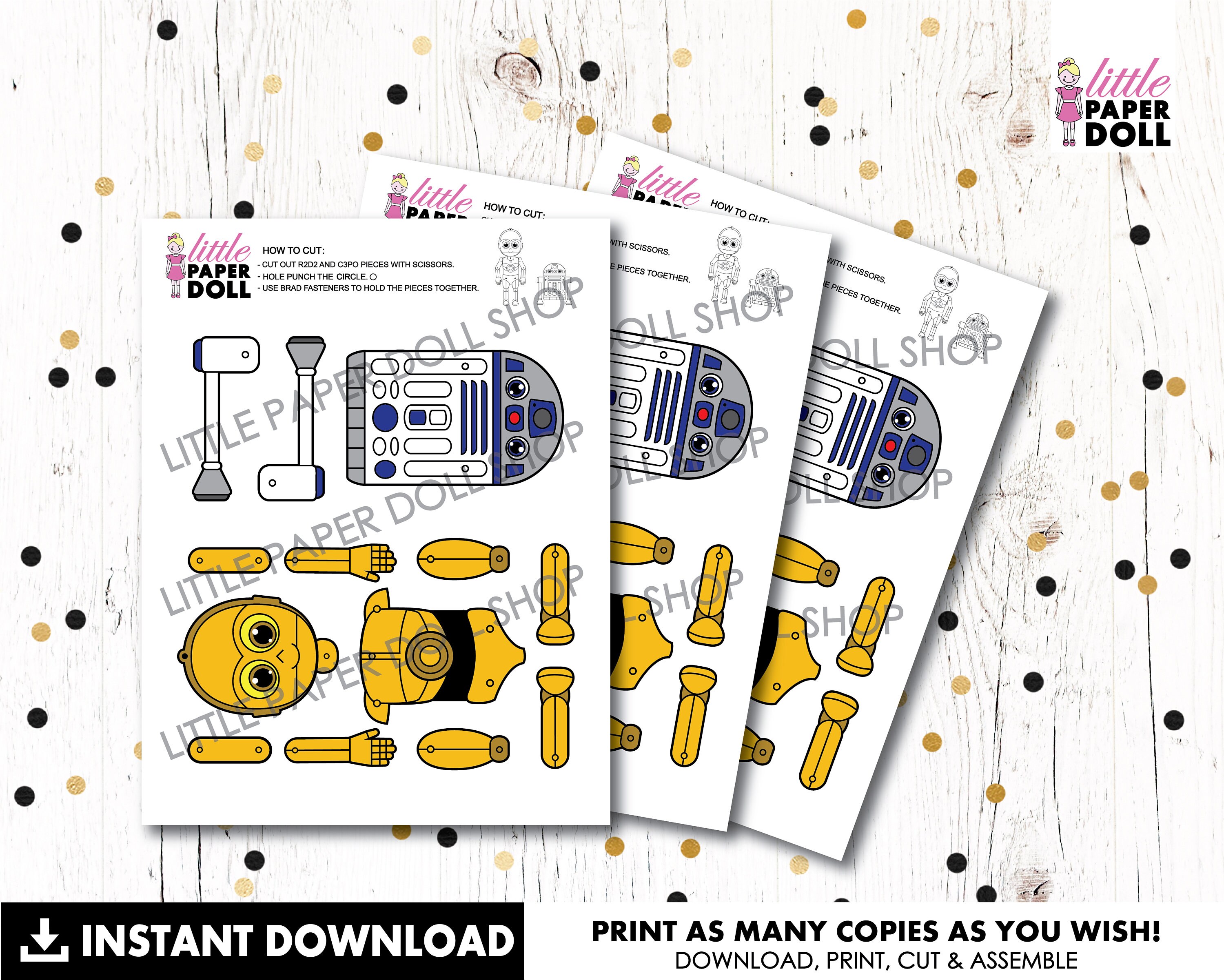 Star Wars Instant Download Paper Dolls R2D2 Puppet CP3PO - Etsy UK