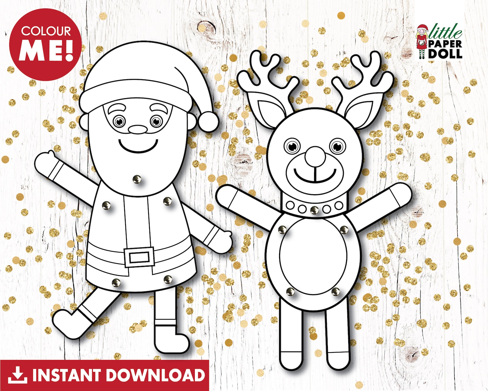 Christmas Paper Dolls INSTANT DOWNLOAD Printable Kids DIY Craft, Santa ...