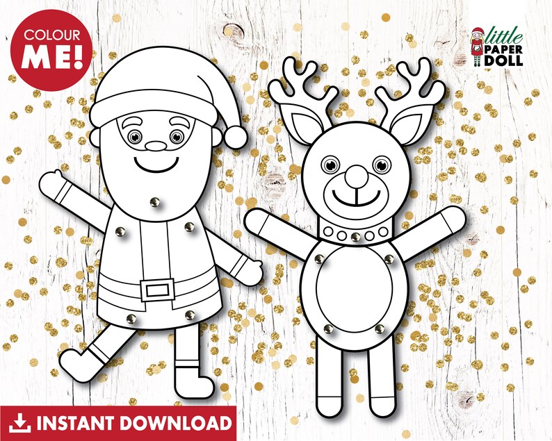 Christmas Paper Dolls INSTANT DOWNLOAD Printable Kids DIY Craft, Santa ...