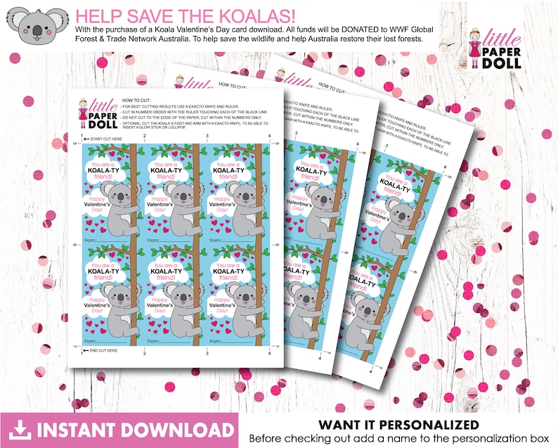 You Are a Koalaty Friend! INSTANT DOWNLOAD Printable Valentines Day ...