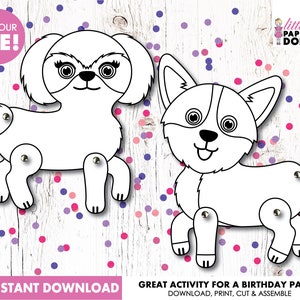Dog Paper Doll INSTANT DOWNLOAD, Printable Puppy Dog Coloring Page, Dog ...