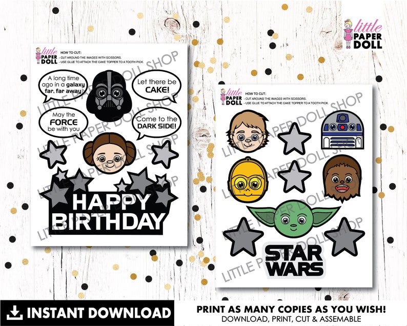 Star Wars Printable Cupcake Toppers Star Wars Birthday Party - Etsy