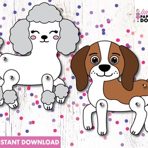 Dog Paper Doll INSTANT DOWNLOAD, Printable Puppy Dog Coloring Page, Dog ...
