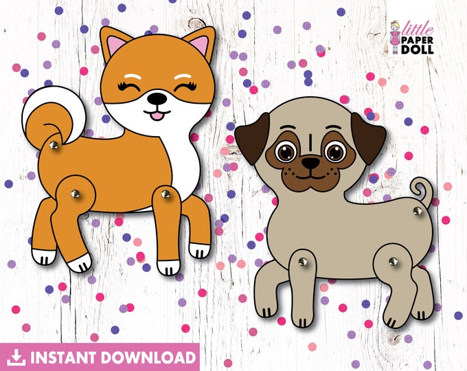 Articulated Paper Dog Dolls – DIY Puppy Party (instant Download) - Etsy ...