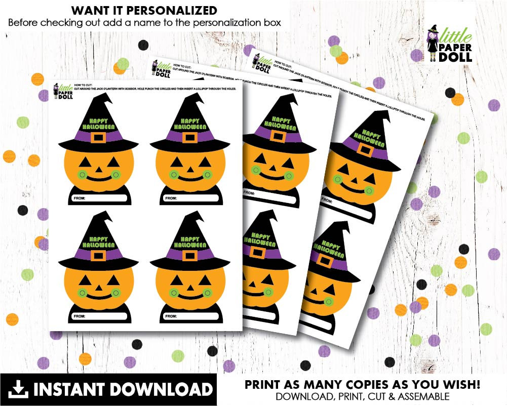 Happy Halloween! INSTANT DIGITAL DOWNLOAD Halloween Lollipop Favor ...