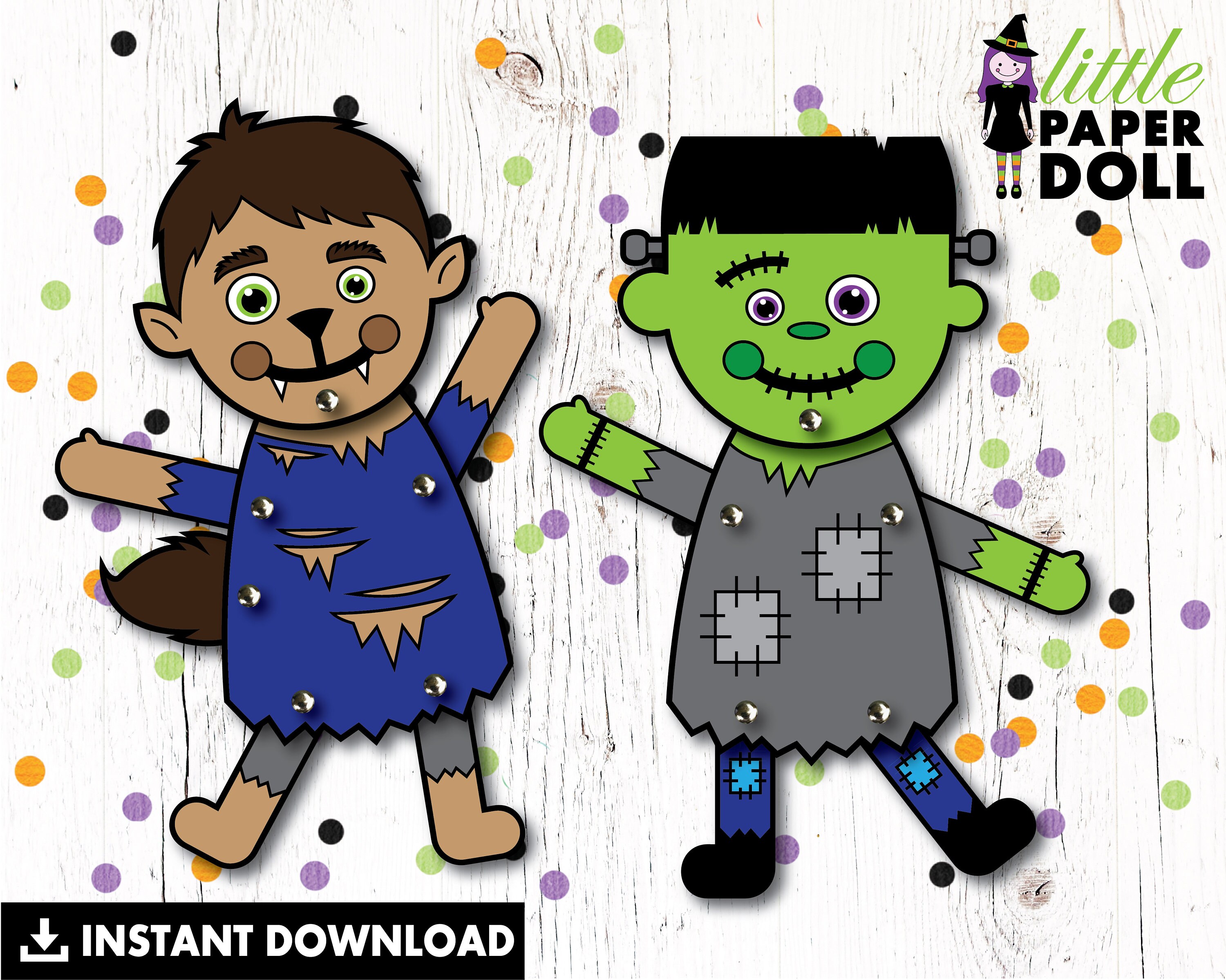 Halloween Paper Dolls Instant Download Paper Puppets - Etsy